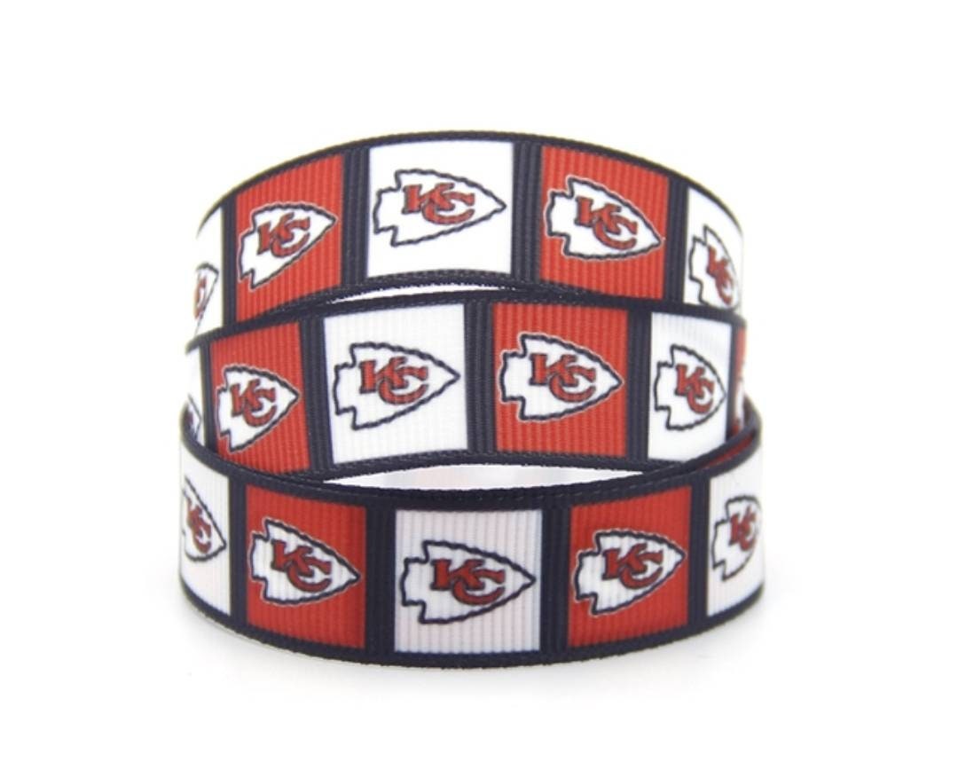 5/8" Kansas City Chiefs Football Grosgrain Ribbon. Football Ribbon NFL ...