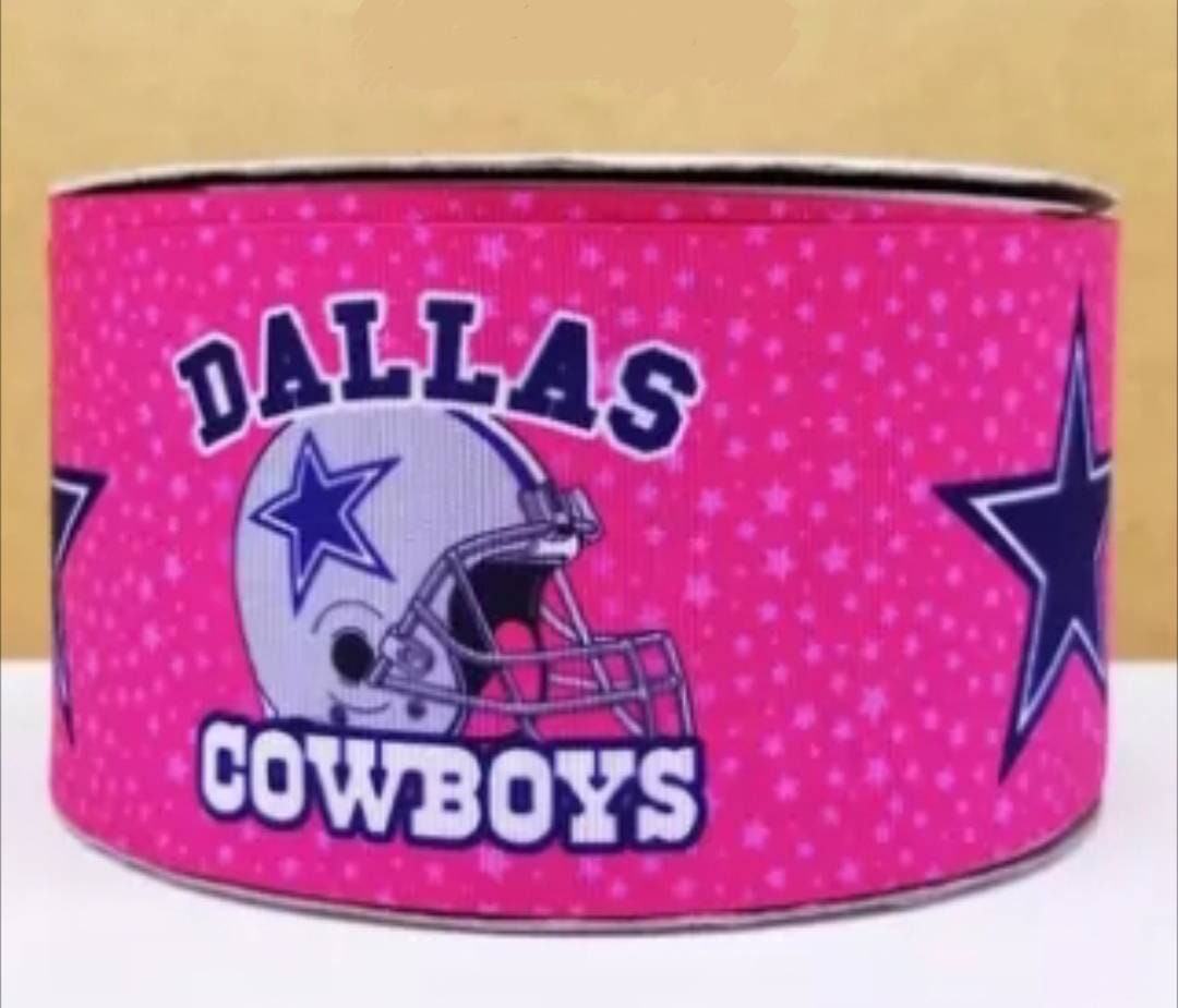 1.5" Dallas Cowboy Hot Pink Grosgrain Ribbon. Pink Stars NFL Football ...