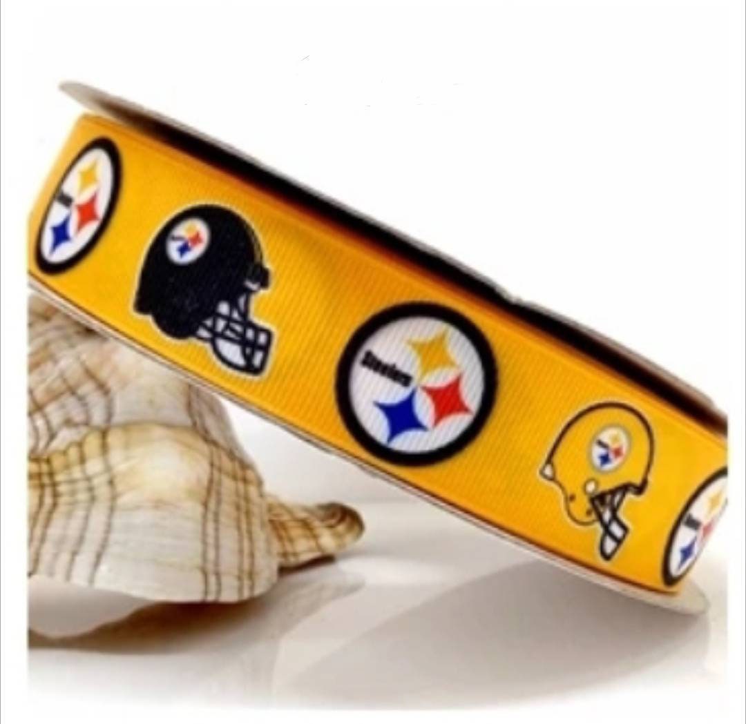 5/8" Pittsburgh Steelers Bright Yellow Mustard Gold Grosgrain Ribbon ...