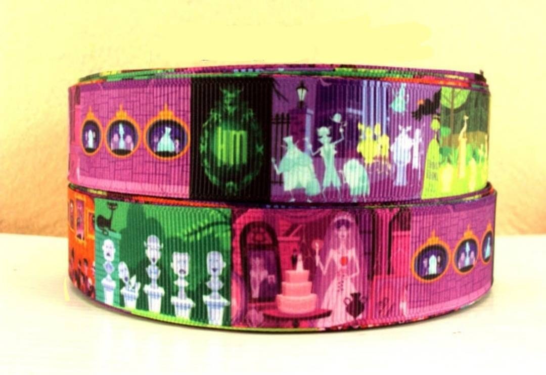 1" Haunted Mansion Ghost Grosgrain Ribbon. Halloween, Haunted House Gh ...