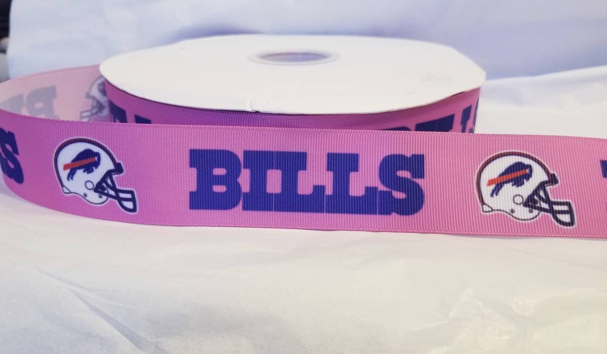1.5" Pink Buffalo Bills Grosgrain Ribbon. Pink Football Ribbon NFL Spo ...