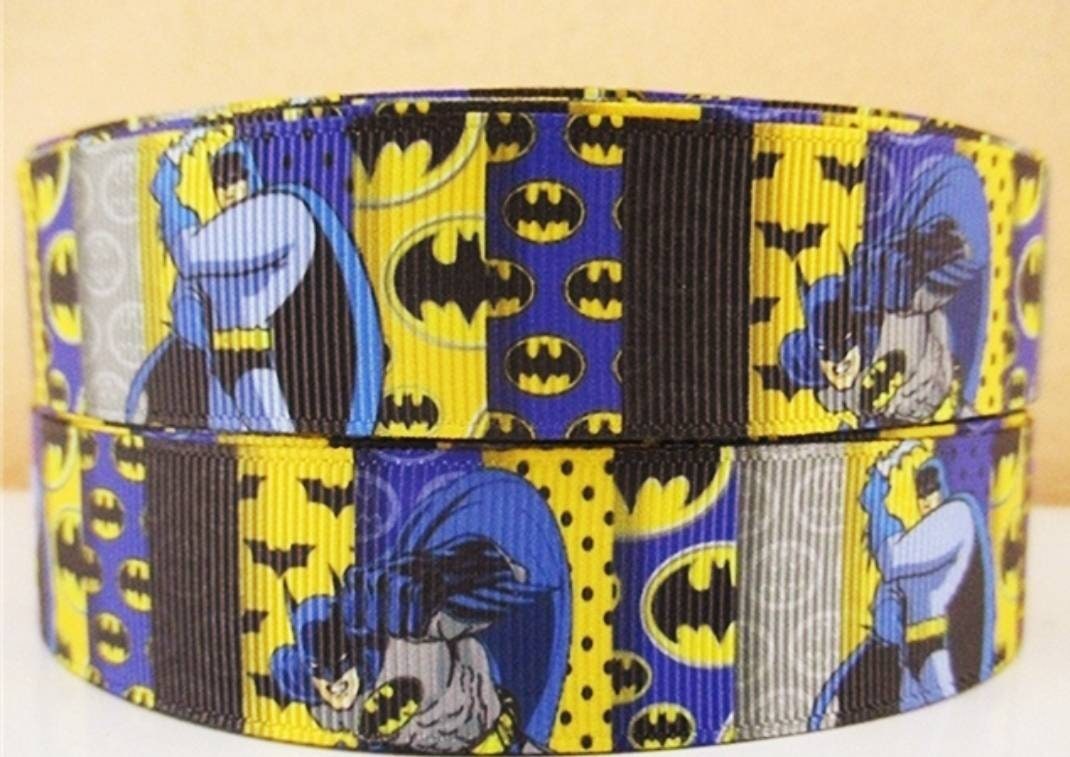 1" Batman Grosgrain Ribbon- Batman Cartoon Ribbon Super Heros Ribbon b ...